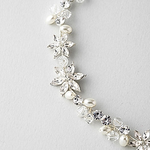 SWEETV Rhinestone Wedding Headband Hair Vine Headpieces Silver Birdal Hair Accessories for Brides