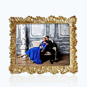 MOMLKFDAY Gold 8x10 Picture Frames Vintage Photo Frame Rose Gold Flower Leaf with Glass Front Antique Picture Frame for Tabletop Wall Hanging (Gold Leaf-8x10)