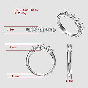 NANA Jewels Lucita Anniversary Ring Simulated Diamond Zirconia Wedding Band 5 Stone 3.5mm - Sterling Silver Size 7