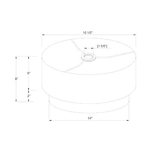 Artiva USA 16.5"X16.5" X 8"H Large Premium Double Drum Linen Shade - Pure White, Fully Assemble, Fit most Arched/Arc Floor Lamp