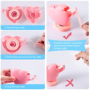 Maitys Eyelash Extension Tape Breathable Adhesive Lash Tape Non-Woven Fabric Lash Tape with Heart-Shaped Tape Dispenser Cutter, 0.5 Inch Wide, 10 Yards Long of Each (Pink, Purple, Green)