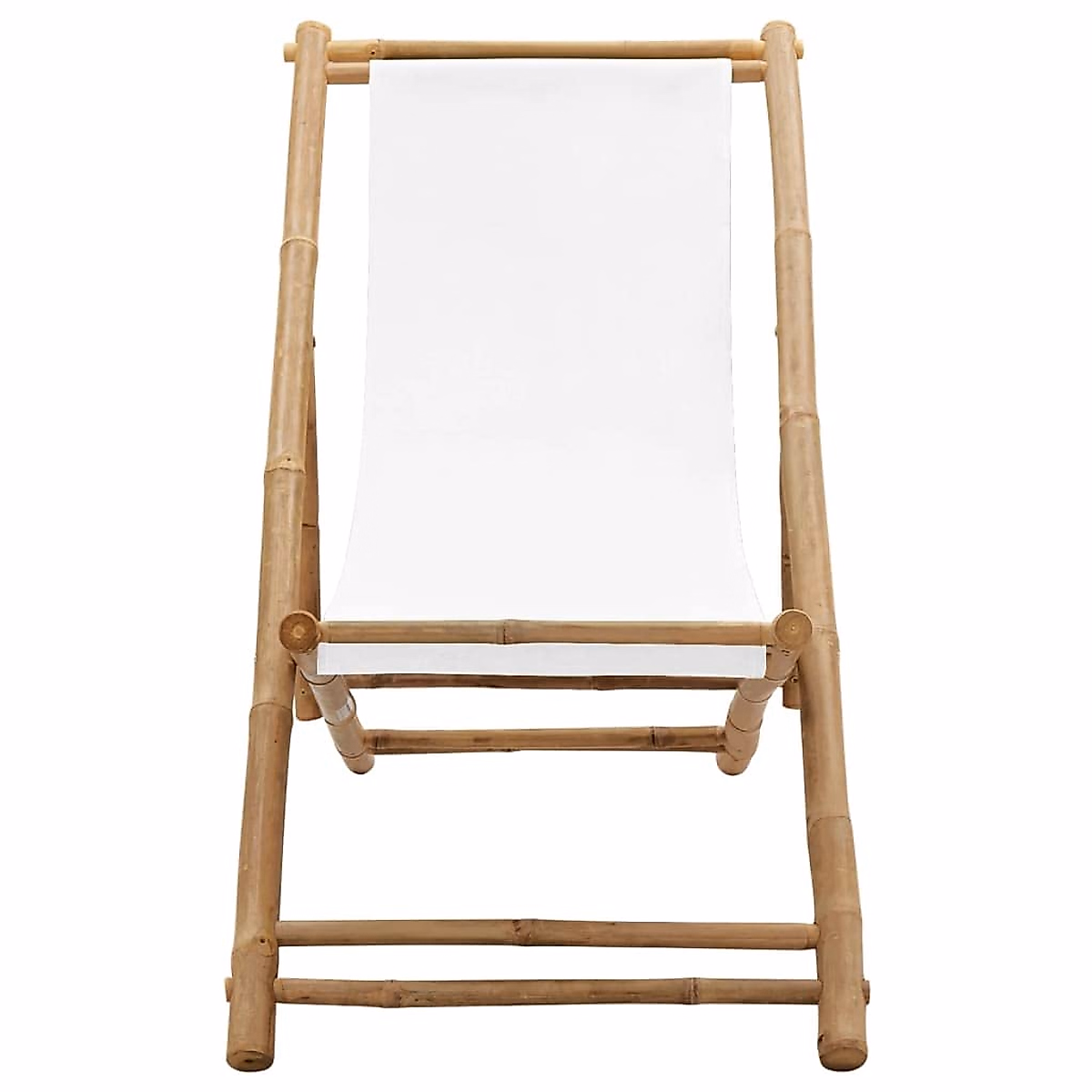 VRAXO Patio Deck Chair Bamboo and Canvas,Outdoor Chairs-16.28lbs