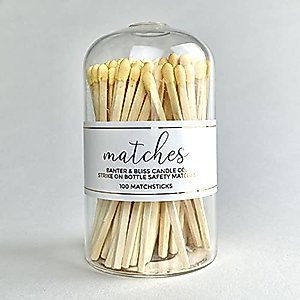 Banter & Bliss Modern Matchstick Bottle with Striker · 100 Long Yellow Safety Matches