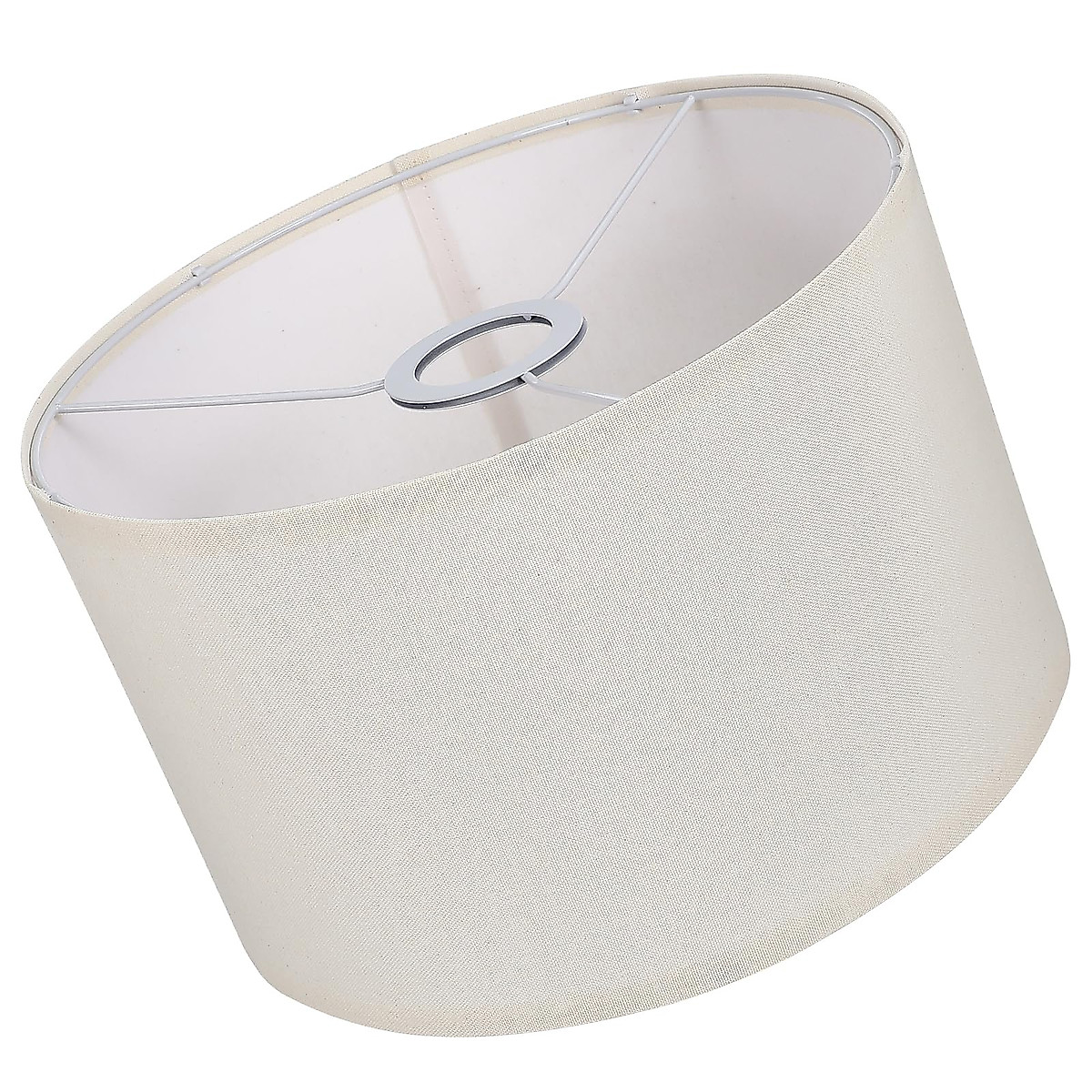 Drum Lamp Shade, Natural Round Linen Lamp Shades for Floor Lamp Replacement, Small Fabric Cylinder Decorative Lampshade with E27 Adapters for Table Lamp Bedside Lamp Chandeliers(White)(1.65" Spider)