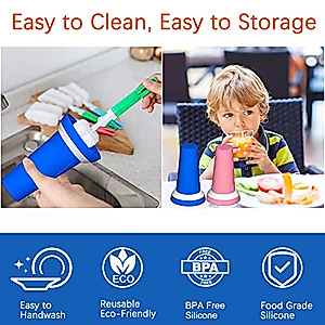 LATIBELL Slushie Maker Cup - Slushie Cup maker Squeeze Cool Stuff Double Layer Silicone Slush Cup 16.9 Ounce Summer Cooling Cup with Straw and Spoon Blue