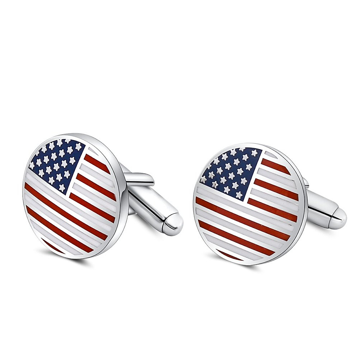 Mr.Van American Flag Cufflinks Platinum Plated Enamel USA Flag Cuff links Men's Accessories Gift for Men