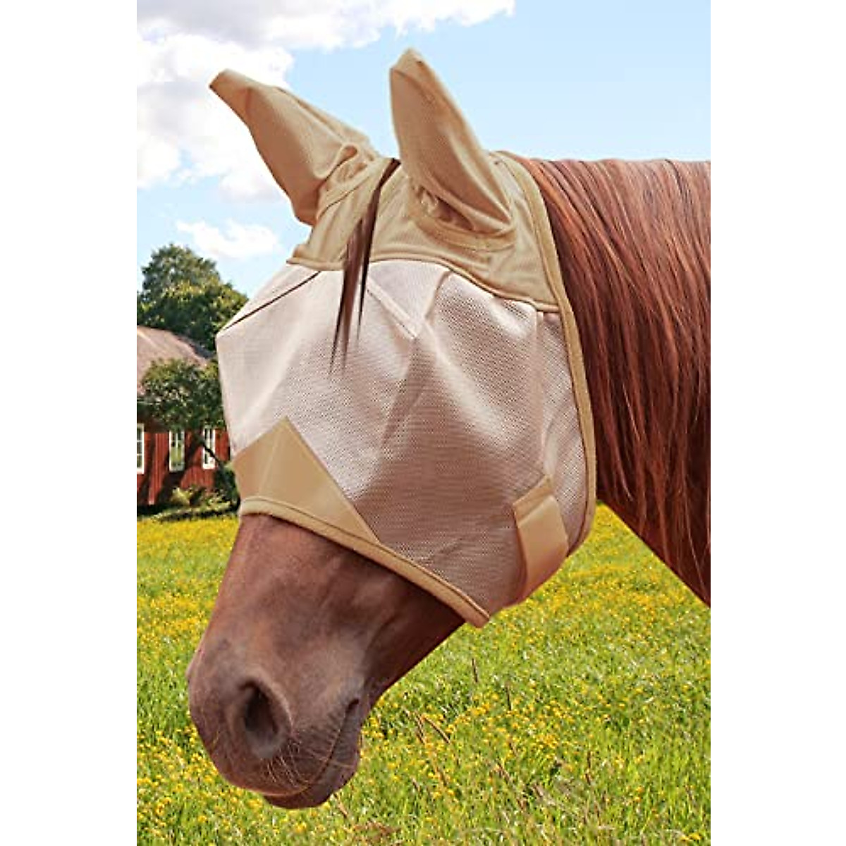 ECP Equine Comfort Products Horse Fly Mask with Ears and Adjustable Strap
