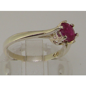 925 Sterling Silver Natural Ruby Womens Solitaire Ring - Sizes 4 to 12 Available