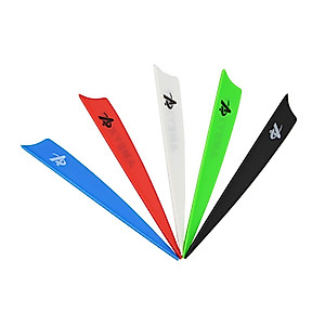 SHARROW 100pcs Archery Fletchings Rubber Shield Feathers 2" 3" 4" Hunting Fletches for Arrows DIY Accessory (red, 3inch)