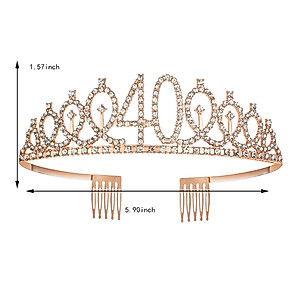 Generic 40th Birthday Sash and Tiara Set, Party Supplies for Her, Decorations, Rose Gold，40th Birthday Gifts for Women, 5.2inch