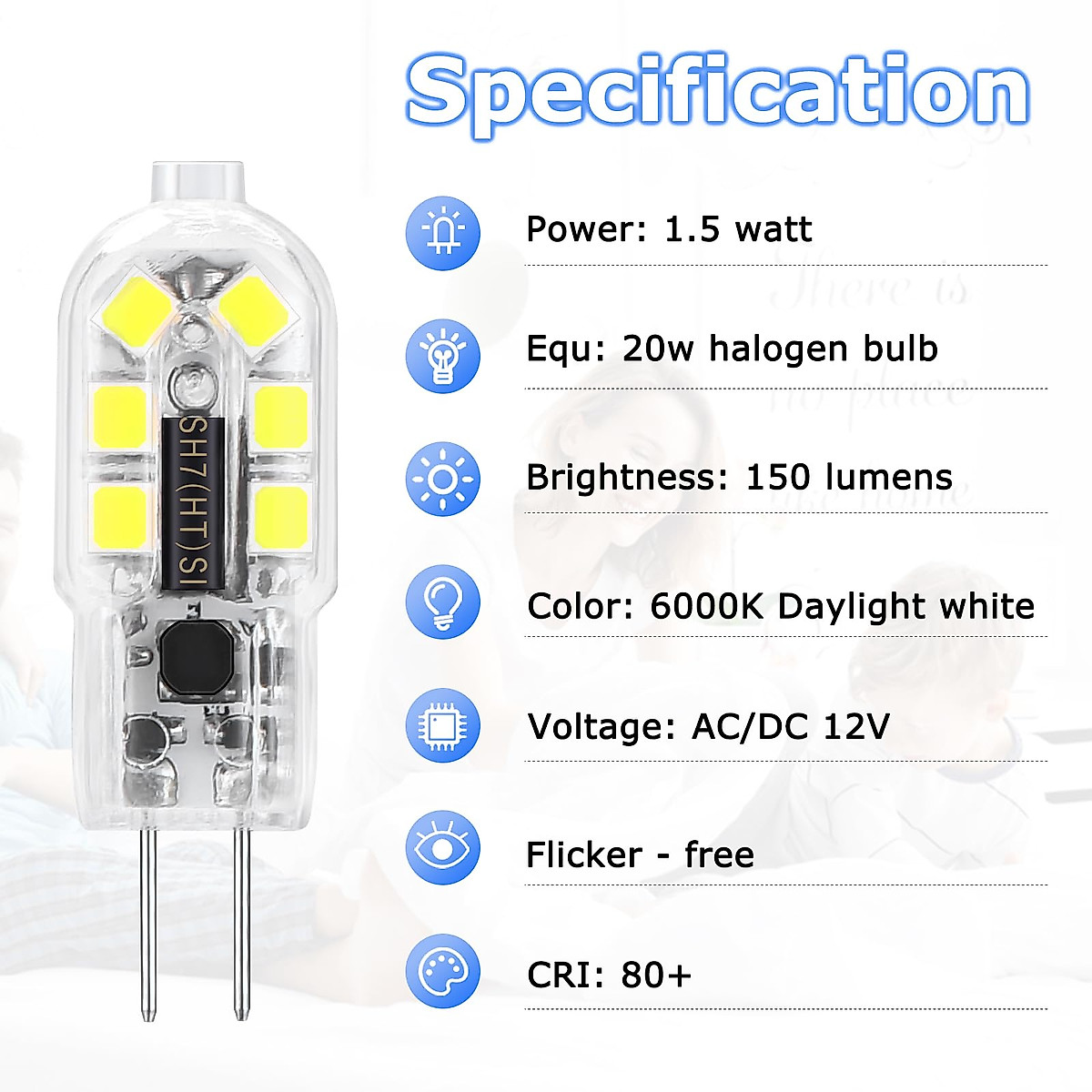 G4 LED Bulb 12V, HengBo Daylight White 6000K G4 JC Bi Pin Base 20 Watt Halogen Bulb Replacement Light Bulb for Under Cabinet, Range Hood, Stove Light (Pack of 10)