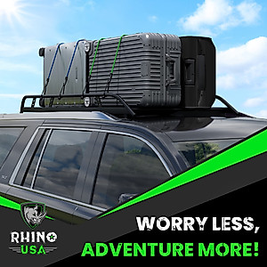 RHINO USA Bungee Cords with Hooks - Heavy Duty Outdoor 28pc Assortment with 4 Free Tarp Clips, Drawstring Organizer Bag, Canopy Ties & Ball Bungees