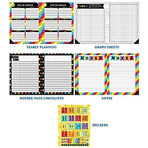 Carson Dellosa Celebrate Learning Teacher Planner, 8" x 11" Spiral Bound Planner With Planner Stickers, Undated Homeschool Planner & Lesson Planner Book for Teachers