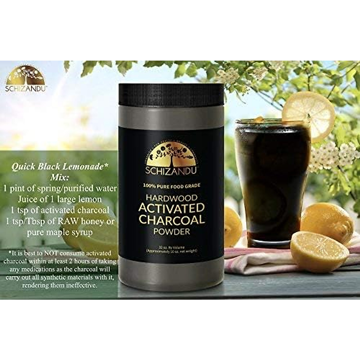 Activated Hardwood Charcoal Powder by Schizandu Vegan 100% | Supports Skin, Body, Teeth Whitening (Hardwood Charcoal Powder)