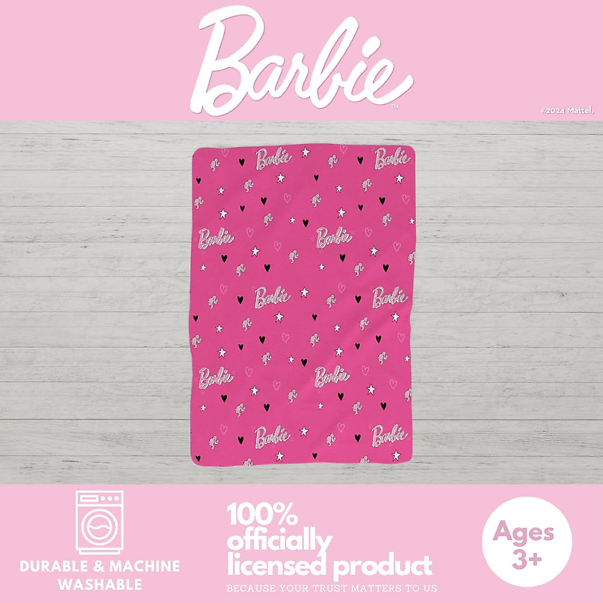 Franco Collectibles Barbie Super Soft Micro Raschel Throw, Barbiecore, 50 in x 70 in, (Officially Licensed Product)