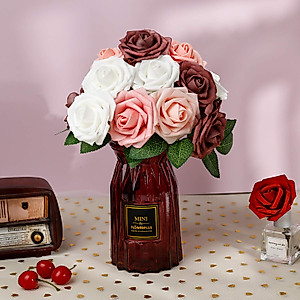 LIVILAN Dusty Rose Flowers Artificial Flowers Fake Roses Bulk Artificial Pink Flowers for Decoration Cakes Wedding Bouquets Party Table Centerpieces Floral Arrangements Home Decor Ornaments