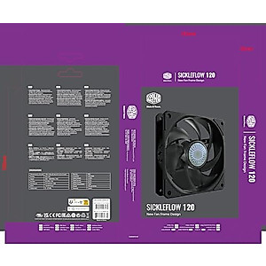 Cooler Master SickleFlow 120 Black Case & Cooling Fan - Improved Air Balance Blades, 62 CFM, 2.5 mmH2O, 8 to 27 dBA - Black