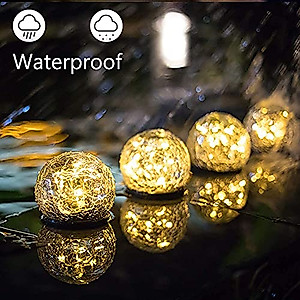 XYART Patio Solar Lights Outdoor Garden Decorative with 20 LED, Outside Solar Gazing Ball for Garden Yard Lawn (1 Pack, 3.93", Small)