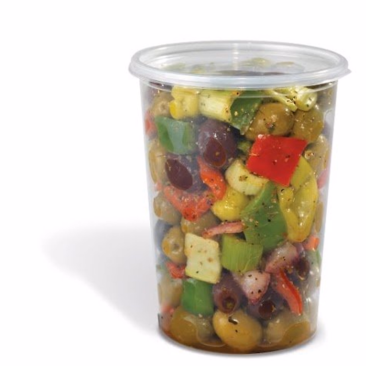 Placon 32RPL, 32 Oz Clear Plastic Round Deli Container with Regular Clear Plastic Lid, Take Out Disposable Catering Food Containers with Matching Lids (100)