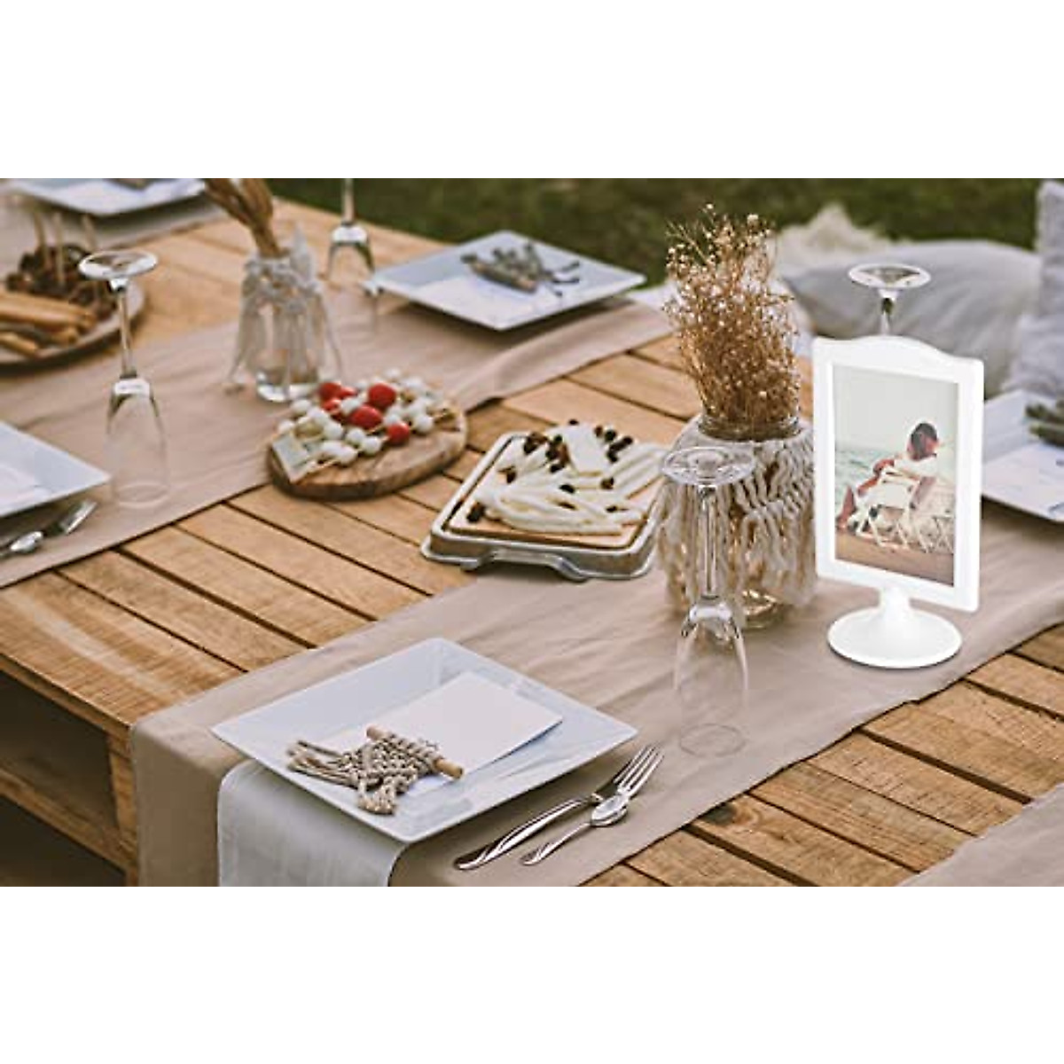 Myraculo Double Sided Standing Picture Frames 4x6 2 Side Frame Pedestal Picture Frames Bulk Plastic White Photo frames Set for Display (10 pack)