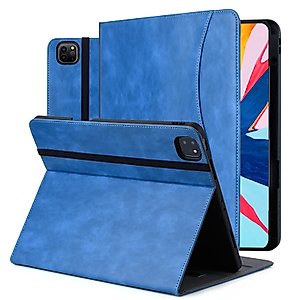 HFcoupe 12.9 inch iPad Case Pro 6th / 5th Generation, iPad Pro Cover with Pencil Holder and Pocket, Multiple Angles Viewing Folio with Auto Sleep/Wake Fits iPad 12.9 Pro 2022/2021, Light Blue