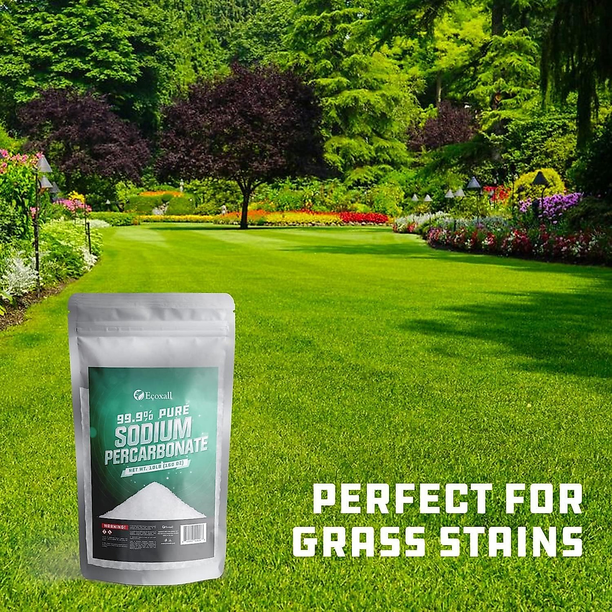 Ecoxall Premium Sodium Percarbonate - 2 Pound - 99.9% Oxygen Bleach Powder - Multipurpose Cleaner - For Laundry Stain Removal, Dishwasher, Deodorizer - Powder Stain Remover - Industrial Grade Strength