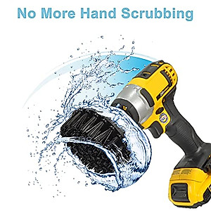 ProSMF Drill Brush Attachment - Scrub Brush for Drill - Grill Brush Set - Power Scrubber Brush Kit - Heavy Duty - Smokers - Grills - Concrete - Brick - Household Cleaning - Black - Ultra Stiff