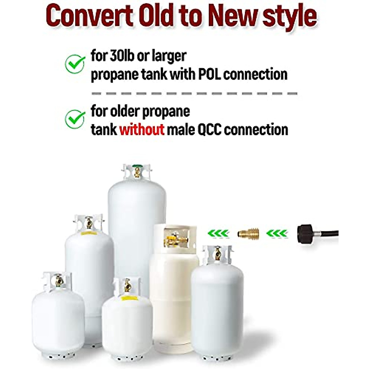 SHINESTAR Propane Gas Adapter Converts POL LP Tank Service Valve to QCC1/Type1- Old to New, 2 Pack