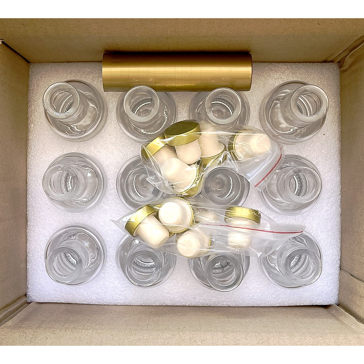 Kaachli Clear Glass Bottles 3 oz - 100ml [Pack of 12] for Wine Beverages Drinks Oil Vinegar Kombucha Beer Water Soda with Cork Stopper Airtight Lid