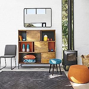 G-LEAF Bathroom Mirror for Wall, 30" X 40" Rectangular Wall Mirror, Black Metal Framed with Rounded Corner, Hangs Horizontal Or Vertical