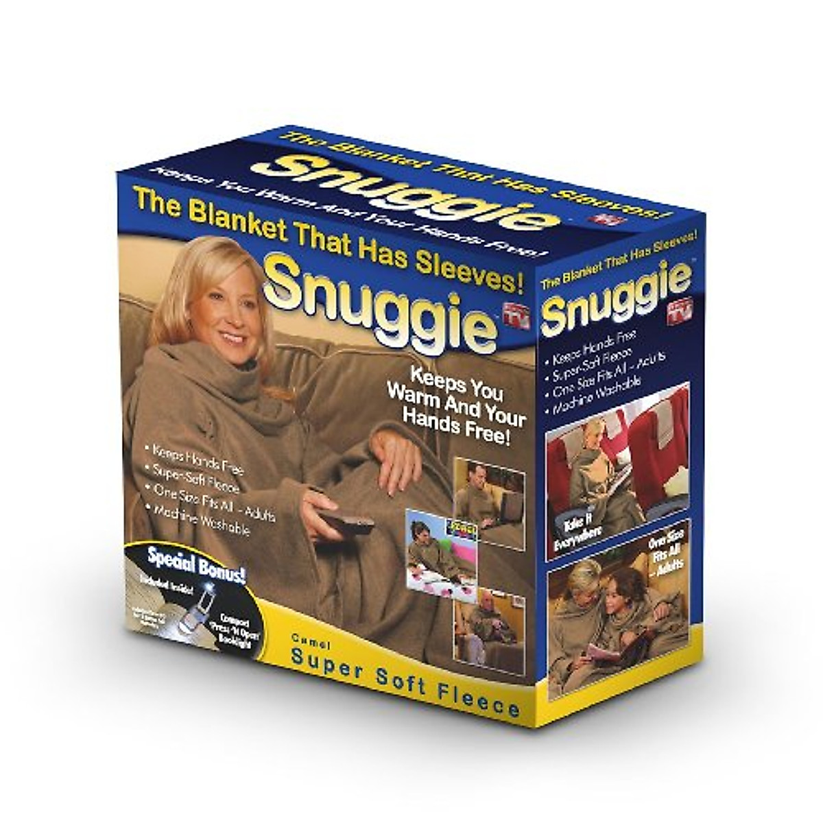 Snuggie Original Fleece Blanket with Sleeves, Camel