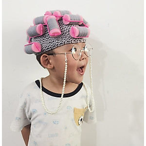 Adolala Newborn Photography Props 4 PCS Photoshoot Outfits Bathrobe Baby Curler Hat Bead Necklace Glasses Costume Sets