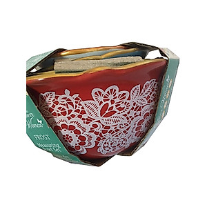 The Pioneer Woman Measuring Bowl Set 4pc Frost Floral Cups