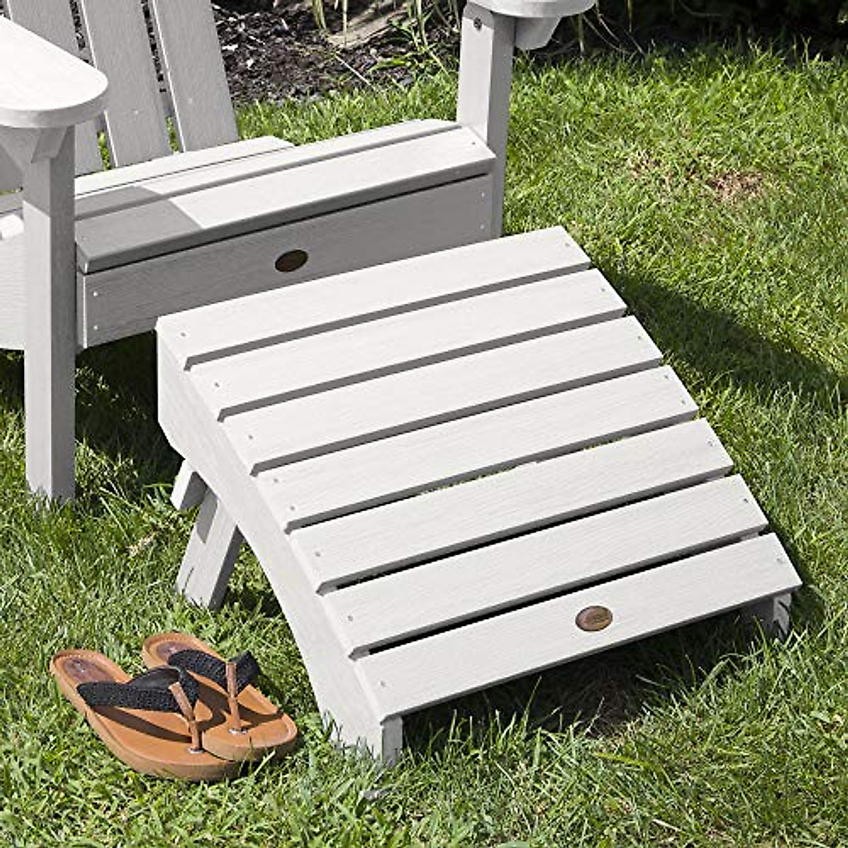 Highwood AD-OTL1-WHE Adirondack Folding Ottoman, Adult, White, 19W x 20D x 13H in.