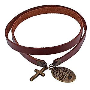 BLBMH Genuine Leather Bookmark Bible Ribbon Book Mark Tree of Life Cross Christian Gifts for Women Men Book Lovers -LB1
