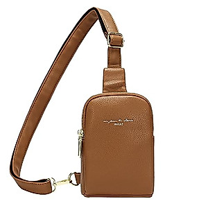 Haytijoe Small Sling Bag, Fanny Pack Purse Vegan Leather Crossbody Bags for Women, Gifts for Her (Brown)