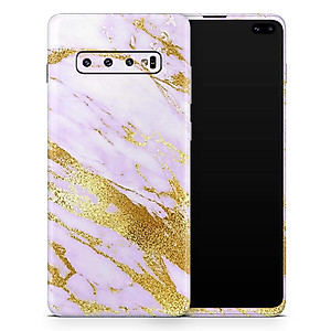 DesignSkinz Purple Marble & Digital Gold Foil V7 Protective Vinyl Decal Wrap Skin Cover Compatible with The Samsung Galaxy S20 (Screen Trim & Back Glass Skin)