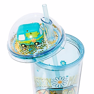 Silver Buffalo Scooby Doo Mystery Machine Featuring Shaggy, Velma, Daphne, and Fred Dome Glitter Top Travel Tumbler, 24 Ounces