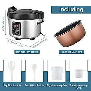 15L Commercial Rice Cooker & Warmer (90 Cup Cooked, 15.8 QT) Smart Large Rice cooker 6 Rice Cook Functions 24-Hr Delay Timer | LED Display | Auto Keep Warm | Non-Stick Inner Pot