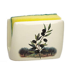 Cream Ceramic Olive Tree Design Sponge Holder