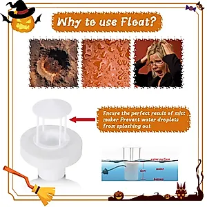 Halloween Mist Maker, Halloween LED Ultrasonic Mister Fogger with Light Witch Cauldron Diffuser Fog Machine Atomizer Bowl Terrarium High Output Humidifier Water Vaporizer with Splash Guard Float Disc