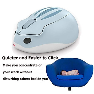 2.4GHz Wireless Mouse Cute Hamster Shape Less Noice Portable Mobile Optical 1200DPI USB Mice Cordless Mouse for PC Laptop Computer Notebook MacBook Kids Girl Men Women Mom Dad Gift (Blue)