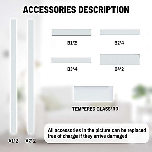 ARKHJEM Double 30''x84'' Frosted Glass Barn Door x 2, DIY Interior Barn Doors for Home 5 Lattices of Clear Glass Easy Installation for Living Room(No Hardware Include)