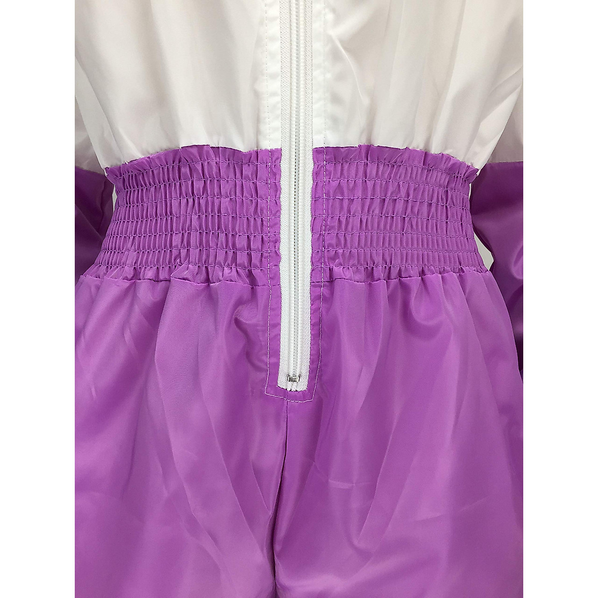 VOIKERDR Women Colorblock One Piece Outfits Set High Waist Pants Long Sleeve Zipper Front Windbreaker Jumpsuit Purple L