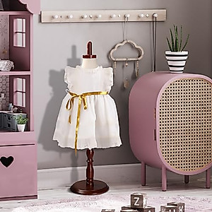 Bonnlo Upgraded Kid Dress Form, 2-3 Years Old, 3-4 Years Old, Toddler Mannequin Torse with Adjustable Rubber Wood Stand for Dress Jewelry Display (0.5-1 Years Old)