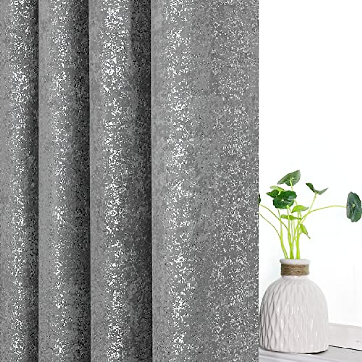GoodGram 2 Pack Sparkle Chic Thermal Blackout Curtain Panels - Assorted Colors (Grey)