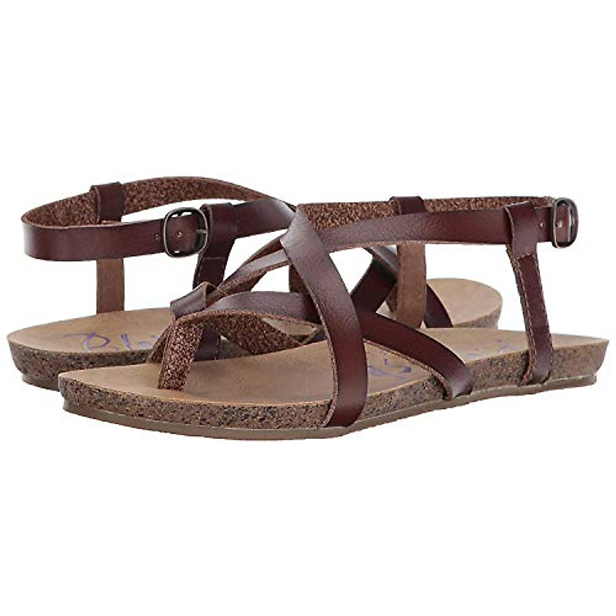 Blowfish Malibu Women's Granola Flat Sandal, Whiskey Dyecut PU, 8.5 Medium US