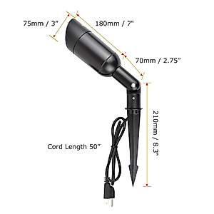 J.LUMI GBS9815 LED Outdoor Spotlight with Stake, 15W AC 120V, 5000K Daylight, 60-Degree Beam, Spotlight for Flag, 4-ft Corded Plug, Not Dimmable