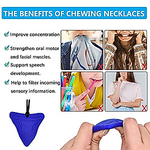 Shark Tooth Chew Necklace, Sensory Chew Necklace Bundle for Kids with Chewing, Teething, ADHD, Autism, Biting Needs, Oral Motor Chewy Teether, Made from Food Grade Silicone Safety, for Boys&Girls