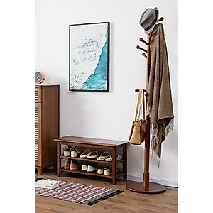 XKZG Storage Bench Wooden Shoe Bench Rustic Solid Wood Entryway Bench (Brown,23.6")